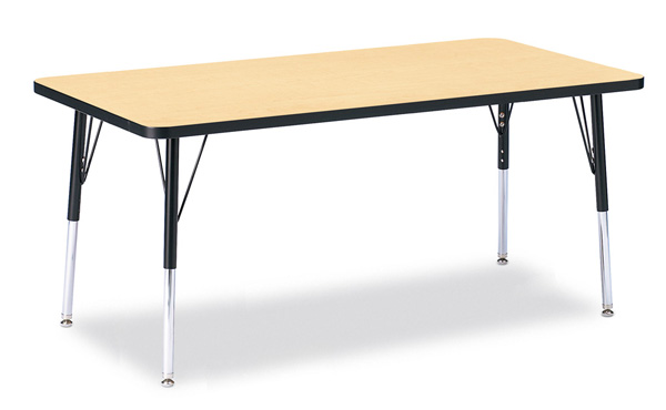 Harrison2Inspire-30x60 Table with Oak Top, Black Edge, 15"-24" Legs